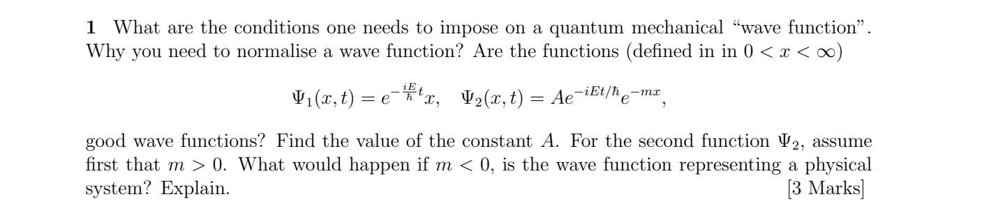 Solved 1 What are the conditions one needs to impose on a | Chegg.com