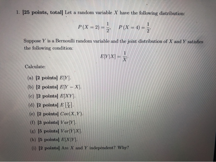 Solved 1. (25 points, total] Let a random variable X have | Chegg.com