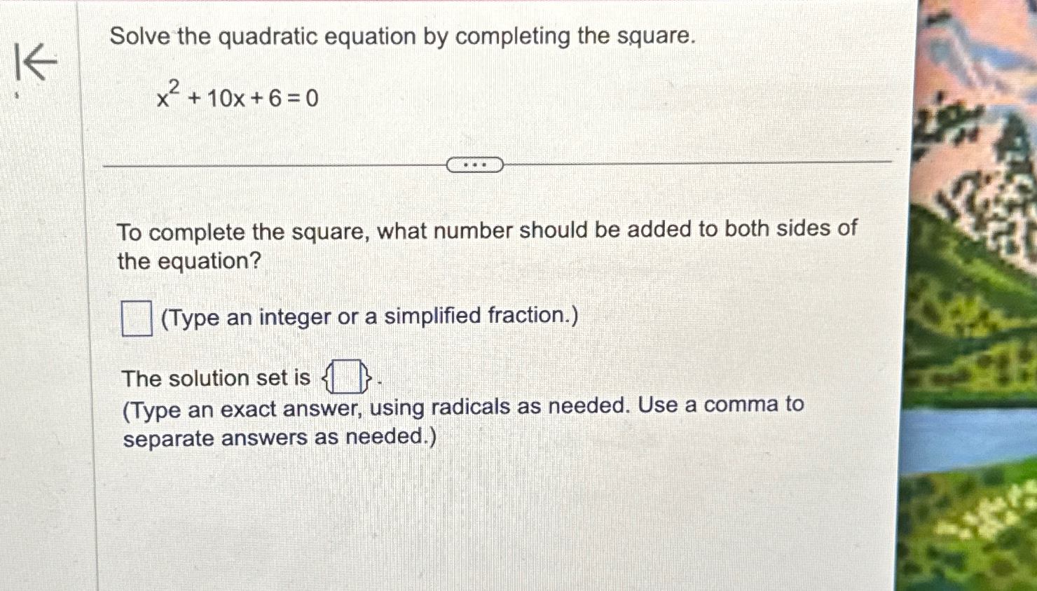 Solved Solve the quadratic equation by completing the | Chegg.com