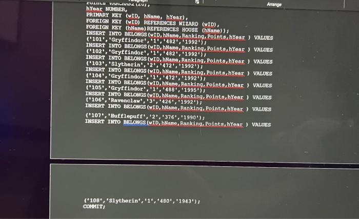 Solved Using The Wizardingsql Script File Provided Create 1029
