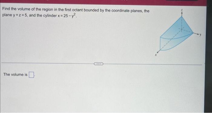 Solved Find the volume of the region in the first octant | Chegg.com