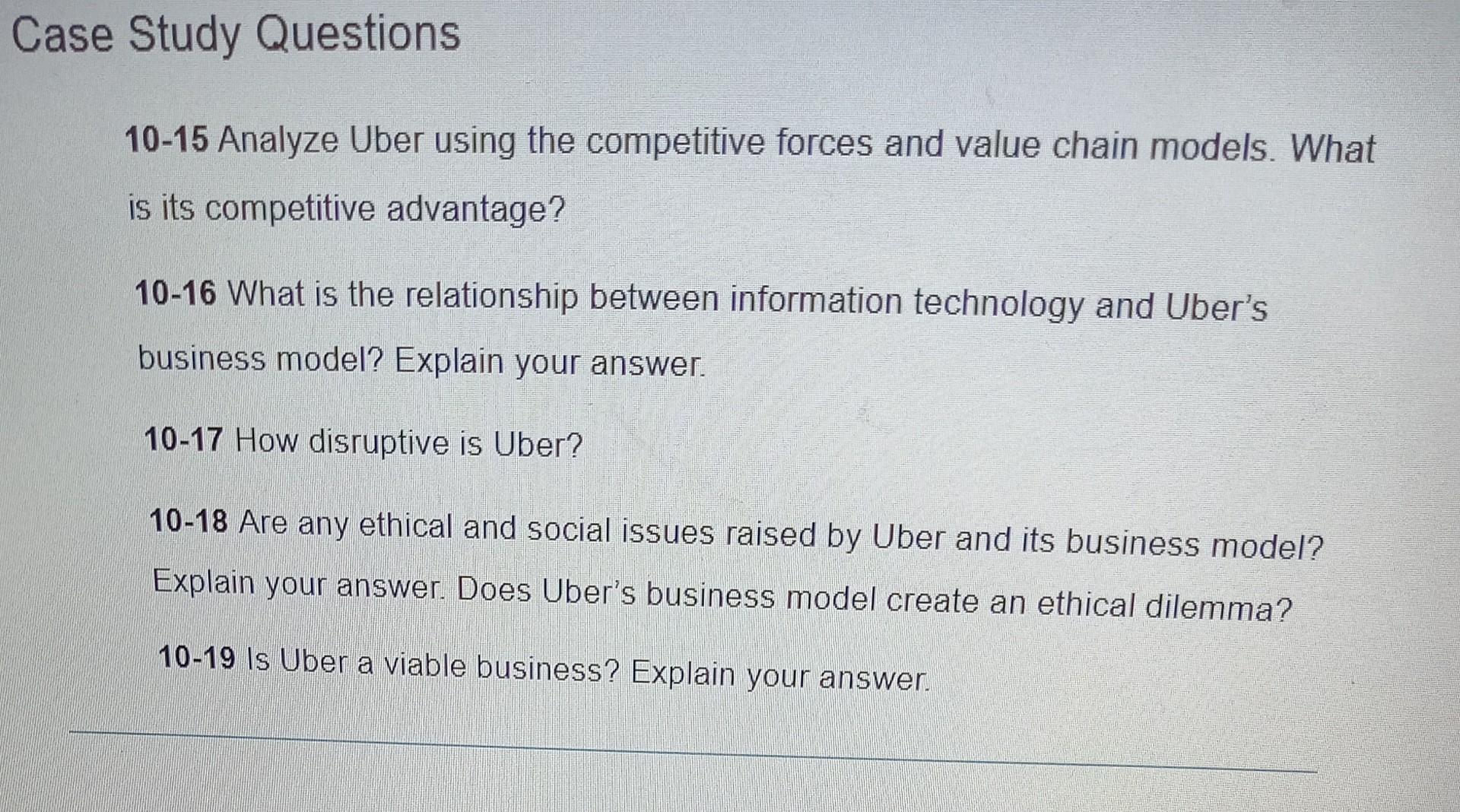 Solved 10-15 Analyze Uber using the competitive forces and | Chegg.com