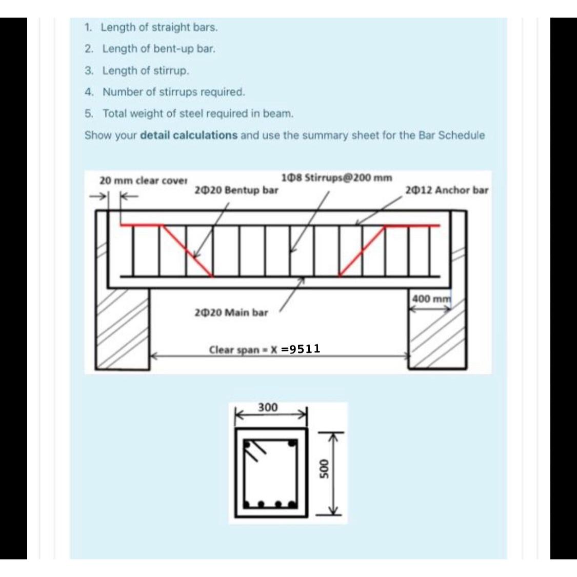 Length of straight bars.Length of bent-up bar.Length | Chegg.com