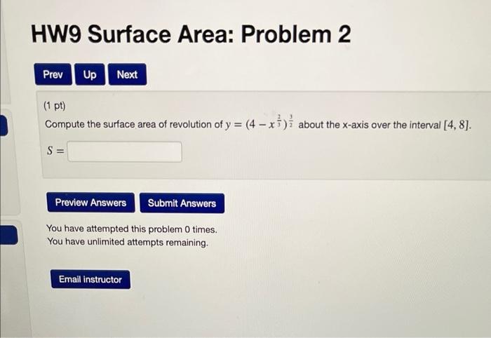 Solved Compute the surface area of revolution of y=(4−x32)23 | Chegg.com