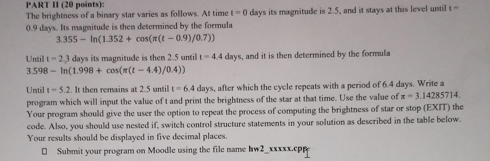 Solved PART II (20 points): The brightness of a binary star | Chegg.com