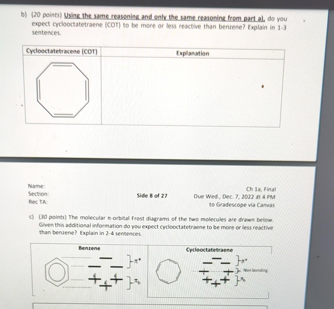 Solved In class we saw a demonstration of cyclohexene | Chegg.com