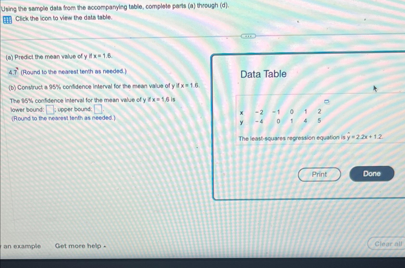 Solved Using the sample data from the accompanying table, | Chegg.com