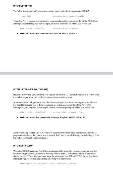 Solved INTERRUPT SET-UP The "elear interrupt mask" | Chegg.com