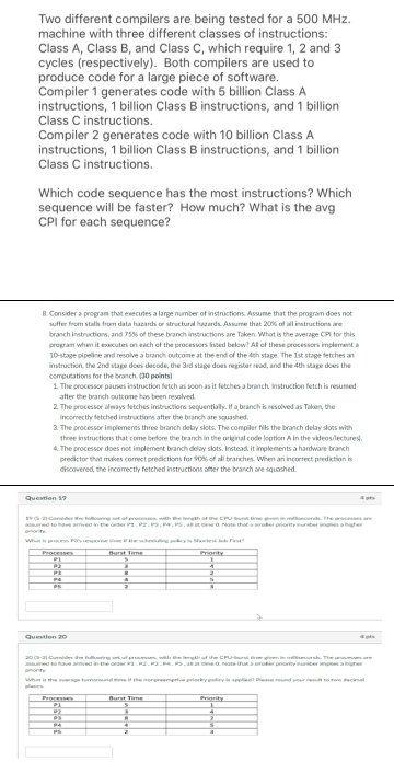 Solved Two different compilers are being tested for a 500 | Chegg.com