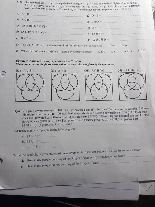 Solved Given that A and B are sets and the character ? is an | Chegg.com