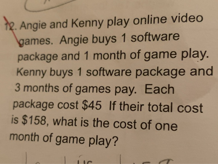 Solved 12. Angie and Kenny play online video games. Angie | Chegg.com