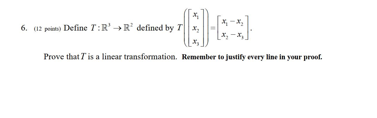 Solved (12 ﻿points) ﻿Define T:R3→R2 ﻿defined by | Chegg.com