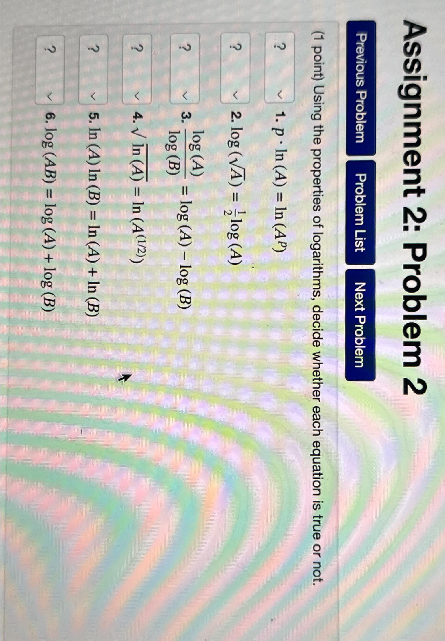 Solved Assignment 2: Problem 2(1 ﻿point) ﻿Using the | Chegg.com