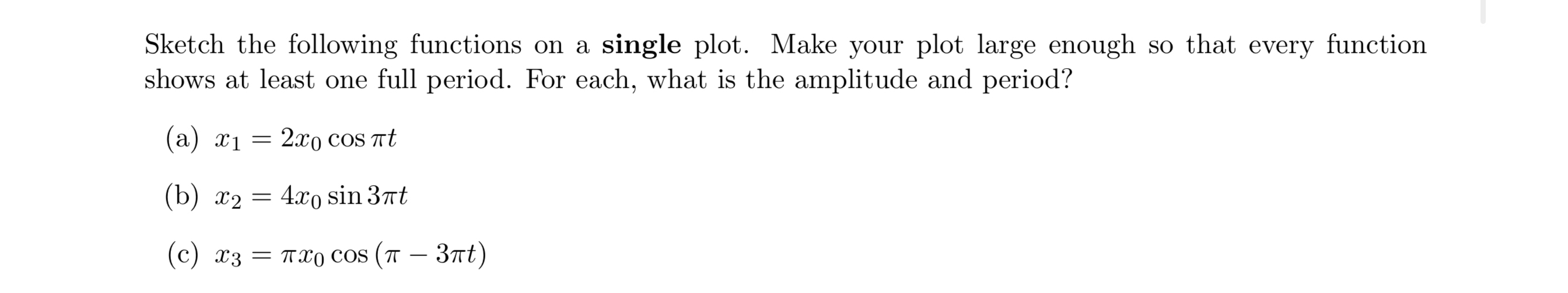 Solved Sketch the following functions on a single plot. Make | Chegg.com