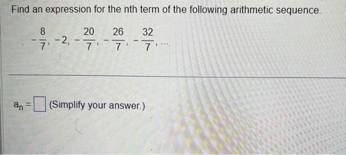 Solved Find an expression for the nth term of the following | Chegg.com
