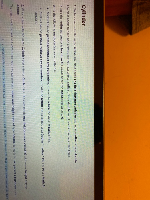 Solved Cylinder 1 Write A Class With The Name Circle The 