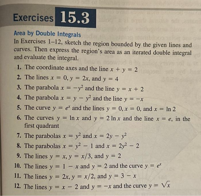 Solved Area by Double Integrals In Exercises 1-12, sketch | Chegg.com