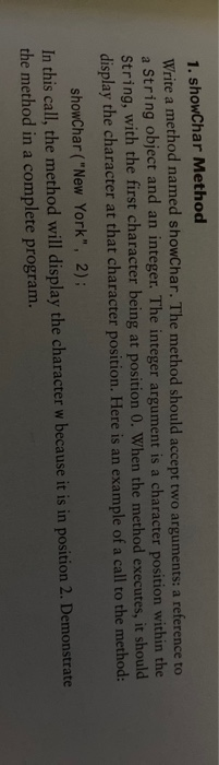 Solved 1 Showchar Method Write A Method Named Showchar The Chegg