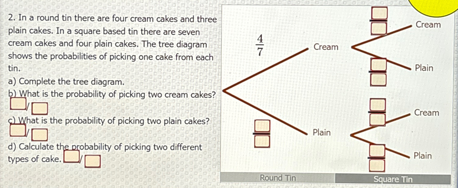 Solved In a round tin there are four cream cakes and three | Chegg.com