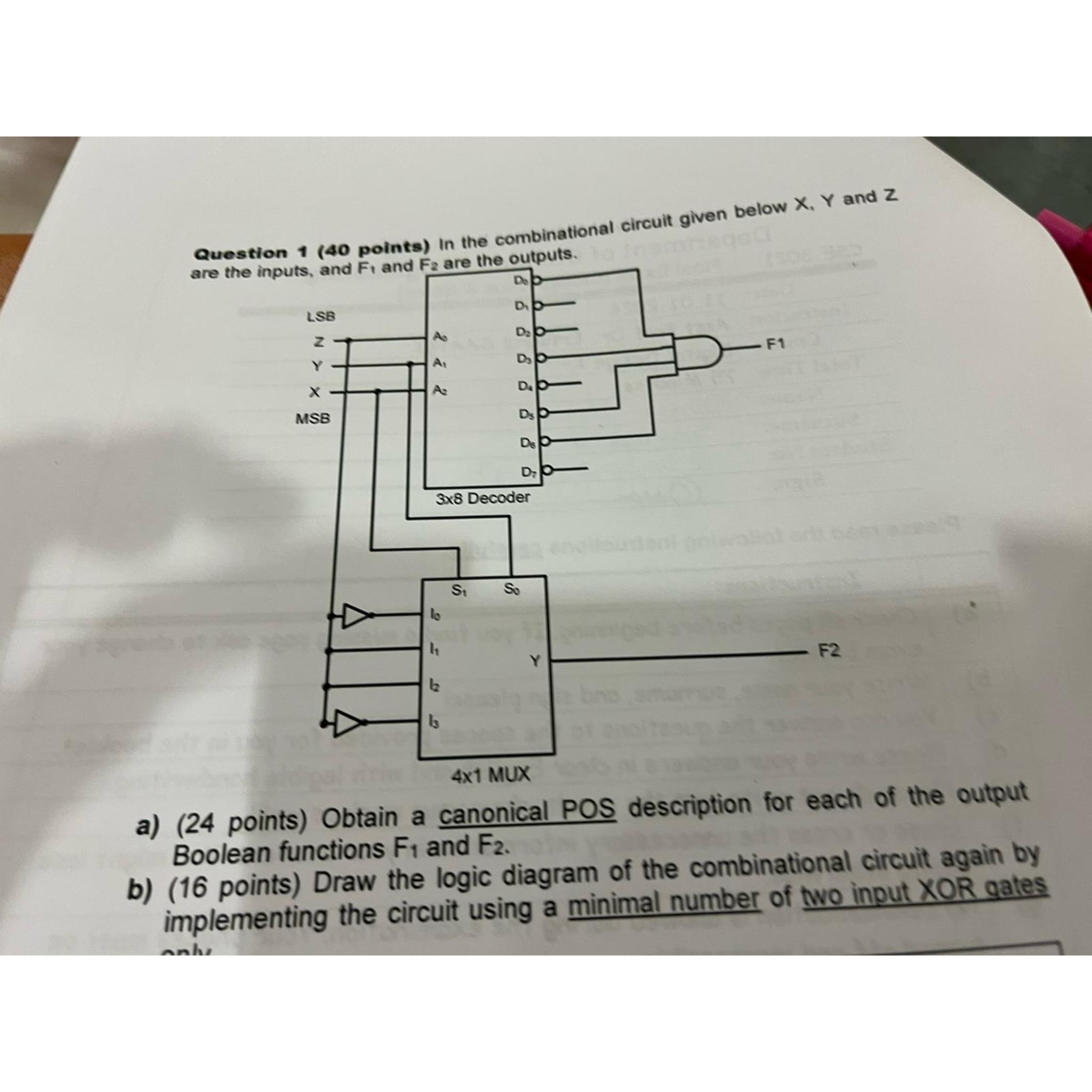 Solved Question 1 (40 points) In the combinational circuit | Chegg.com Solved Question 1 (40 points) In the combinational circuit | Chegg.com