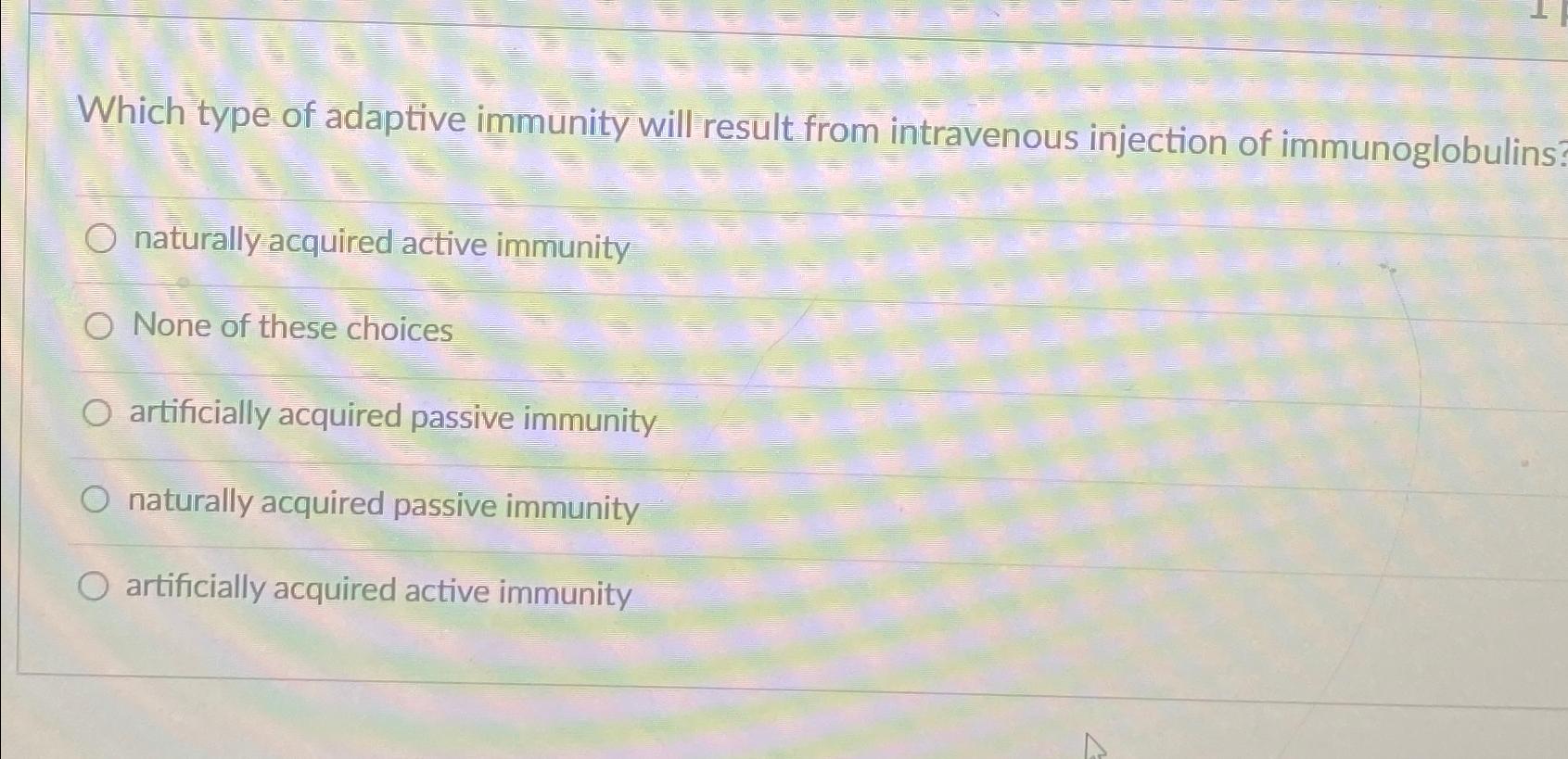 Solved Which type of adaptive immunity will result from | Chegg.com