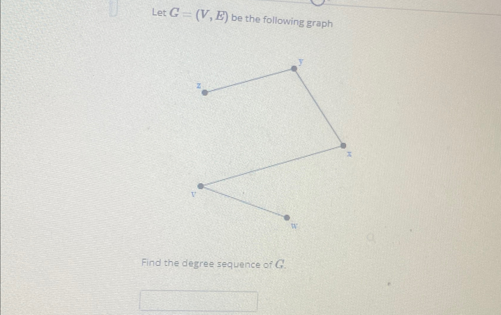 Solved Let G=(V,E) ﻿be the following graphFind the degree | Chegg.com