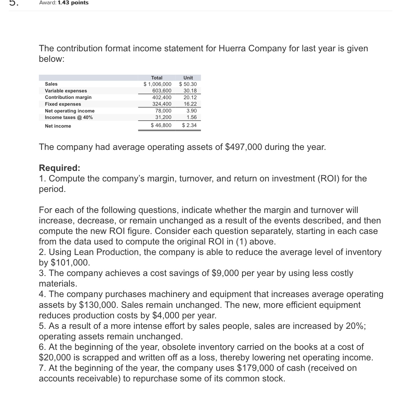 Solved The Contribution Format Income Statement For Huerra