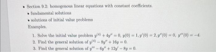 Solved - Section 9.2: homogenous linear equations with | Chegg.com