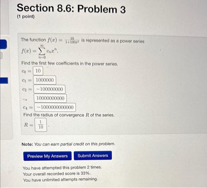 Solved Section 8.6: Problem 3 (1 point) The function | Chegg.com Solved Section 8.6: Problem 3 (1 point) The function | Chegg.com