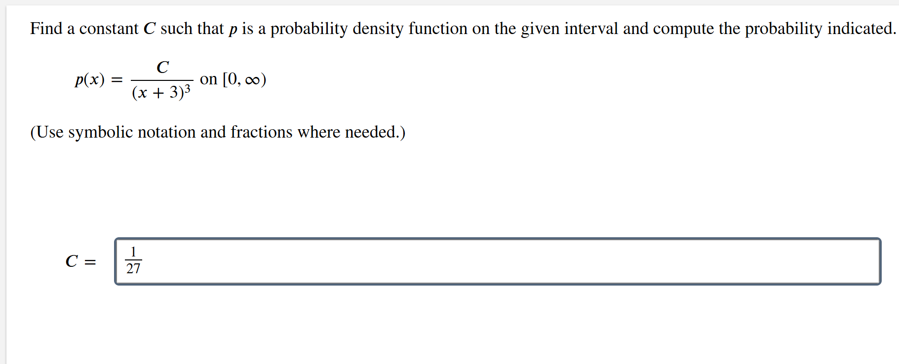 Solved Find a constant C ﻿such that p is ﻿a probability | Chegg.com