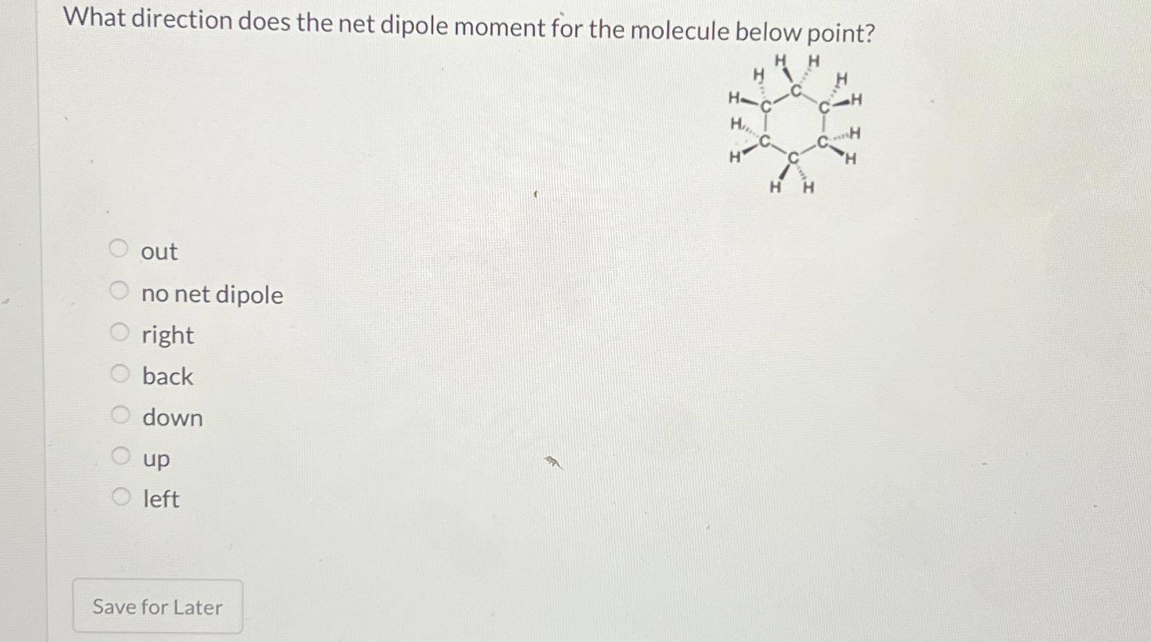 Solved What direction does the net dipole moment for the | Chegg.com