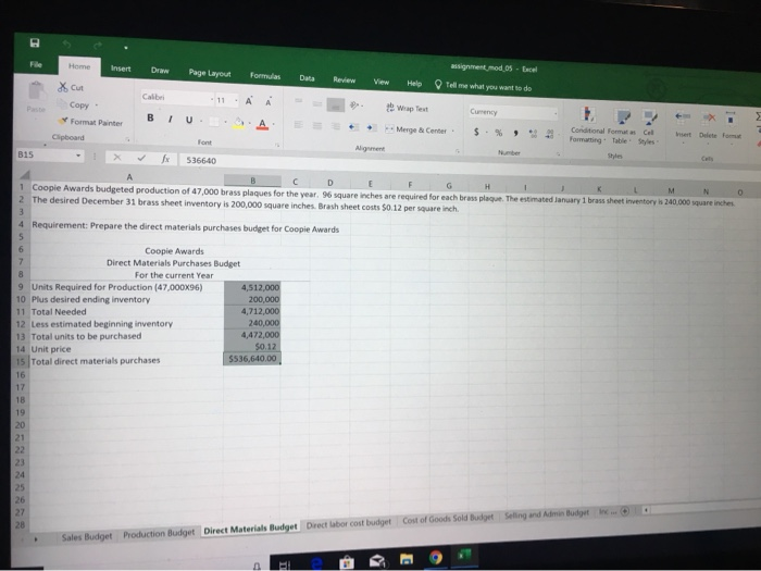 Solved assignment mod 05 Excel Home Insert Draw Page Layout | Chegg.com