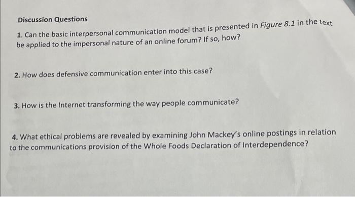 Solved Discussion Questions 1. Can the basic interpersonal | Chegg.com