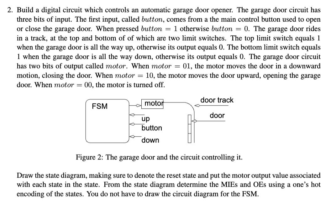 Build a digital circuit which controls an automatic | Chegg.com