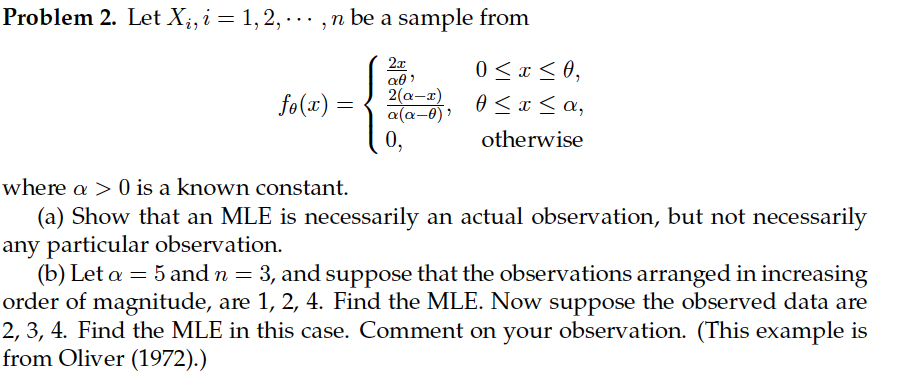Problem 2. ﻿Let xi,i=1,2,cdots,n ﻿be a sample | Chegg.com