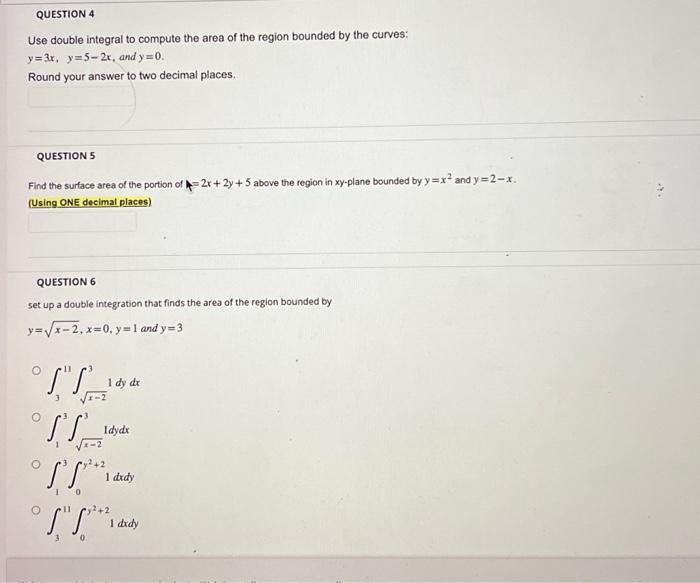 Solved Use double integral to compute the area of the region | Chegg.com