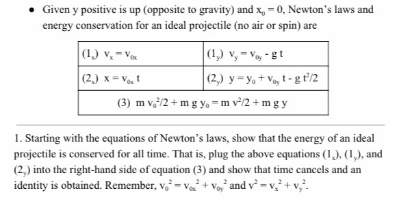 Solved Given y positive is up (opposite to gravity) and x = | Chegg.com