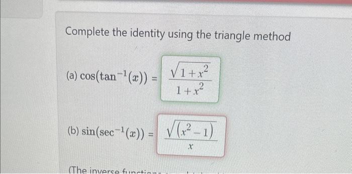 Solved Complete the identity using the triangle method (a) | Chegg.com
