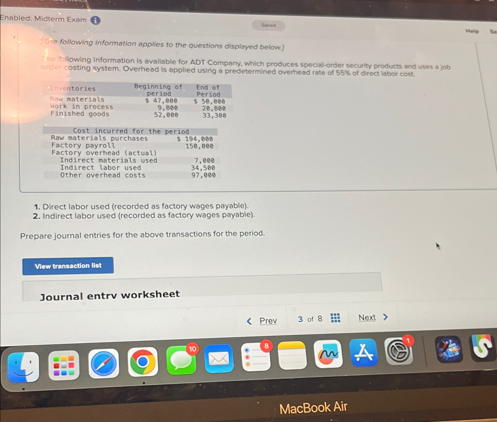 Solved Enabled: Midterm Exam iHelp[The following information | Chegg.com
