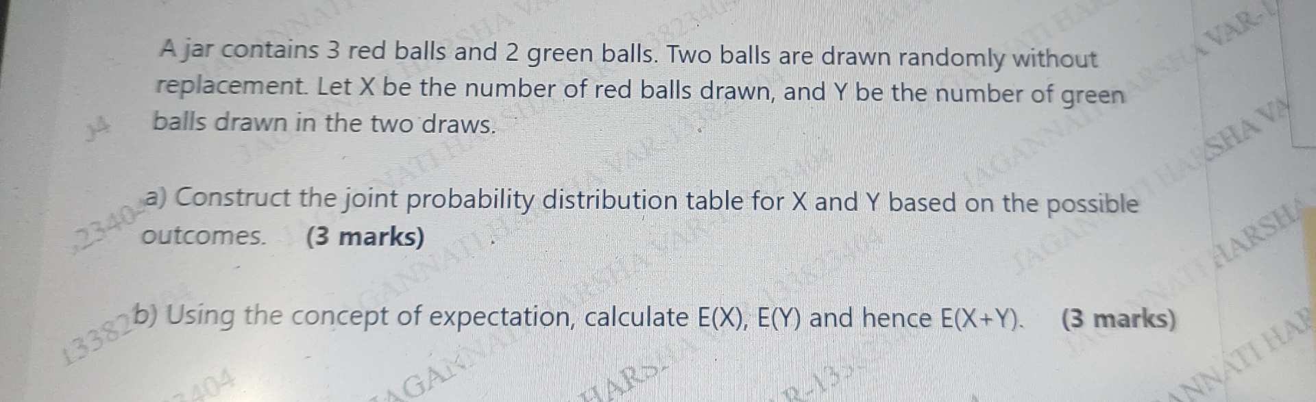 Solved A jar contains 3 ﻿red balls and 2 ﻿green balls. Two | Chegg.com