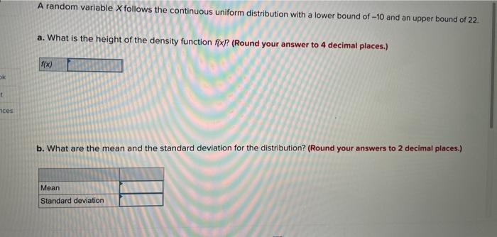 Solved A Random Variable Xfollows The Continuous Uniform 9525