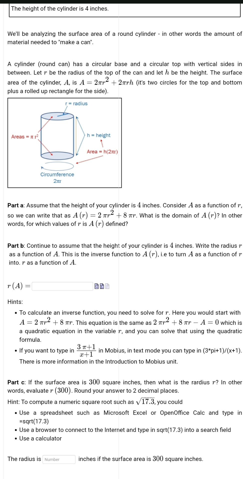 Solved We'll be analyzing the surface area of a round | Chegg.com