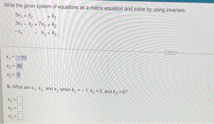 Solved Write the given system of equations as a matrix | Chegg.com