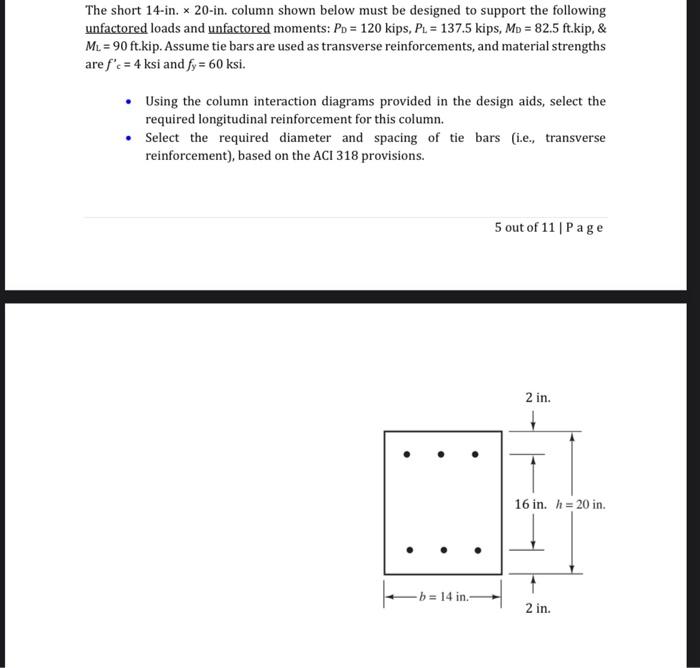 The short 14-in. ×20-in. column shown below must be | Chegg.com