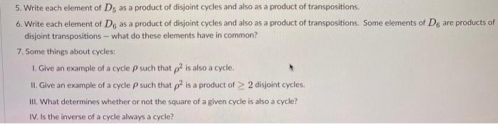 Solved 5. Write each element of Ds as a product of disjoint | Chegg.com