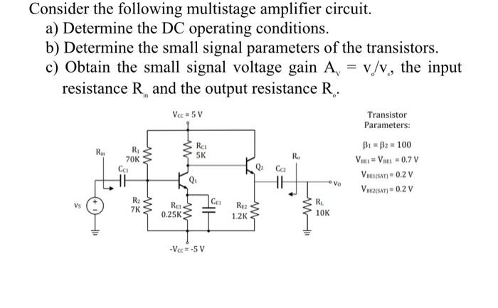 Solved Consider the following multistage amplifier circuit. | Chegg.com