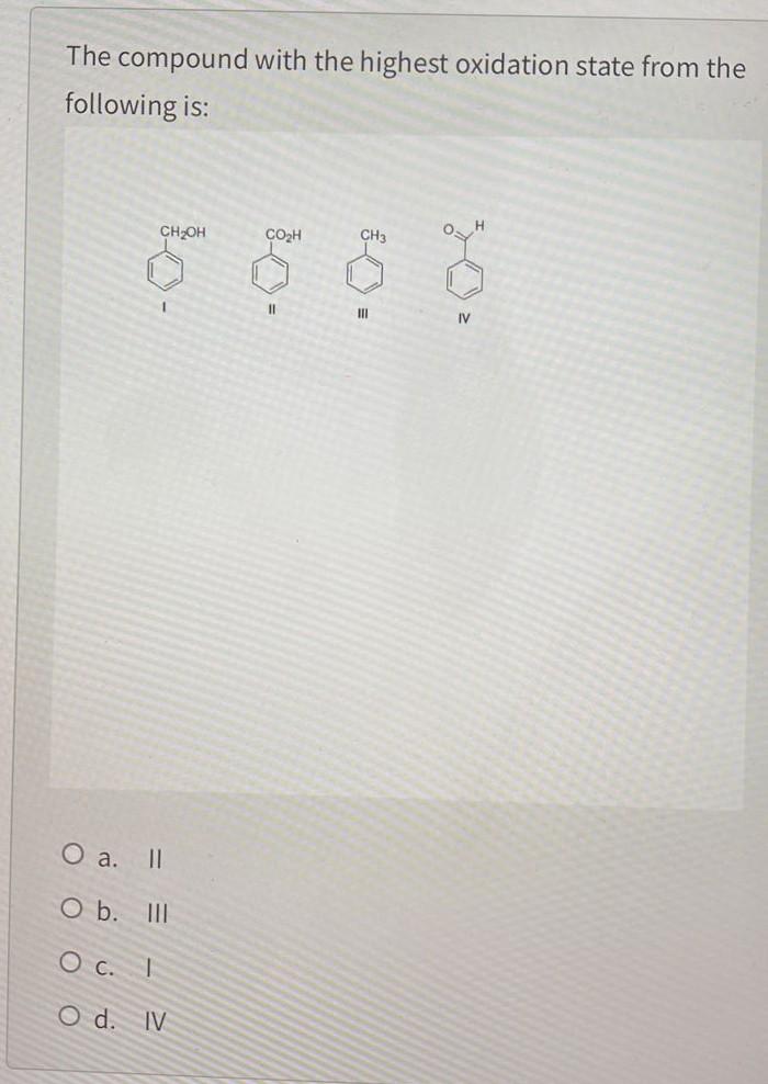 Solved The compound with the highest oxidation state from | Chegg.com