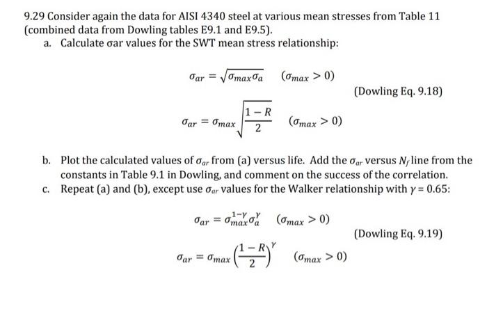 Solved 9.29 Consider again the data for AISI 4340 steel at | Chegg.com