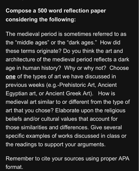 Compose a 500 word reflection paper considering the | Chegg.com
