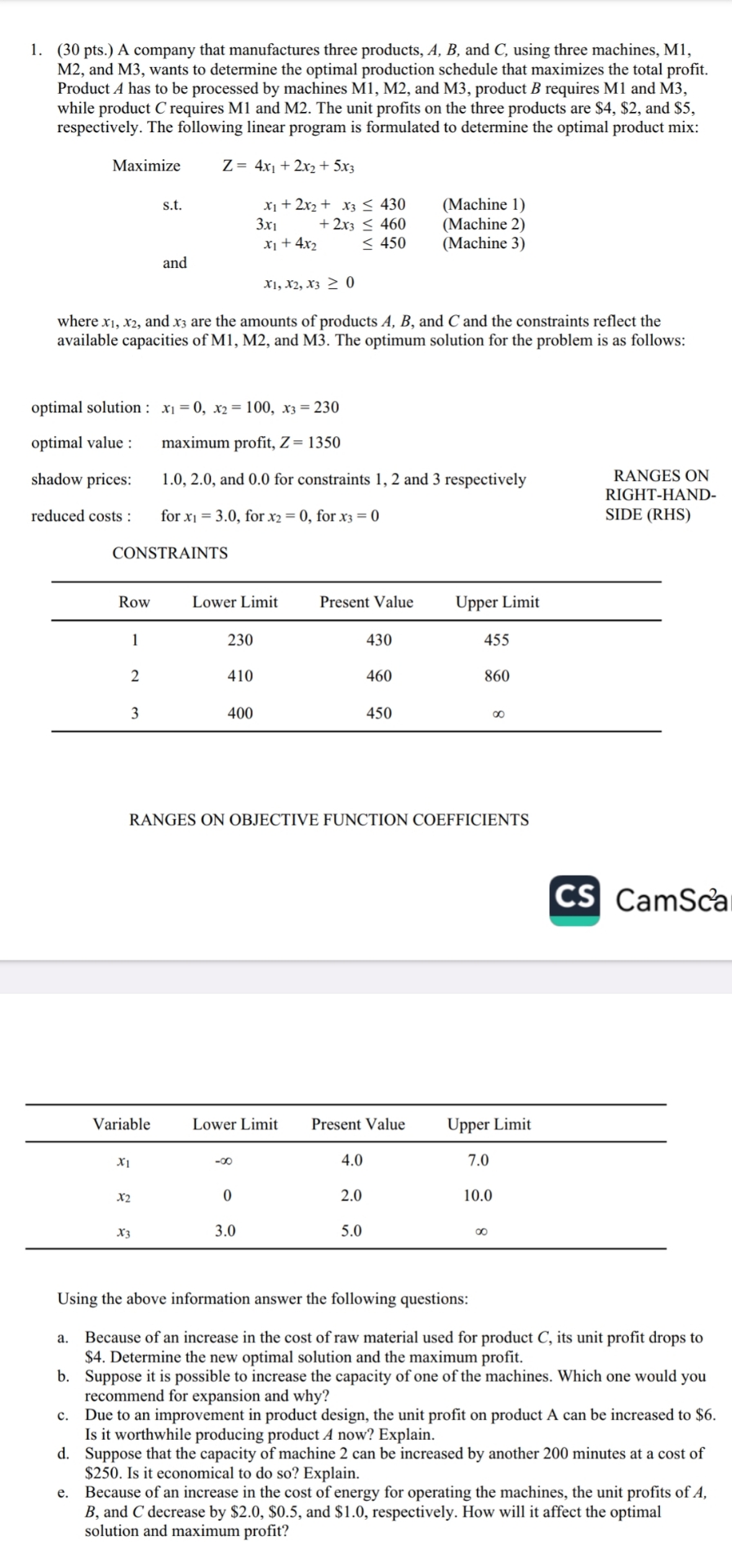 Solved (30 ﻿pts.) ﻿A company that manufactures three | Chegg.com